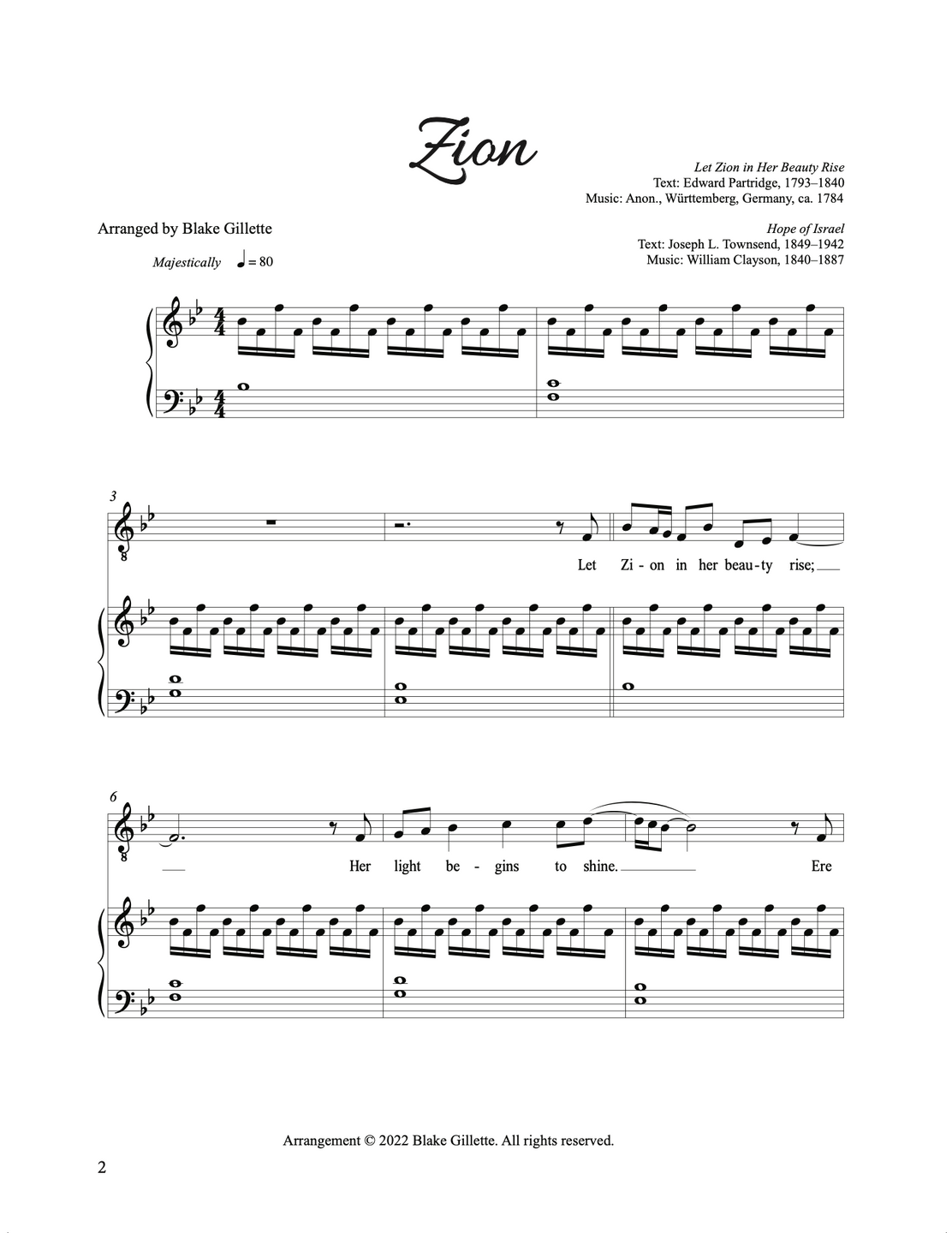 Zion - Sheet Music - Download (from "Zion" by Blake Gillette) – Cedar ...